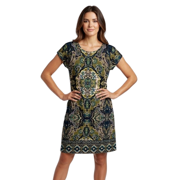 NorthStyle | Dresses | Northstyle Green And Blue Paisley Midi Dress ...